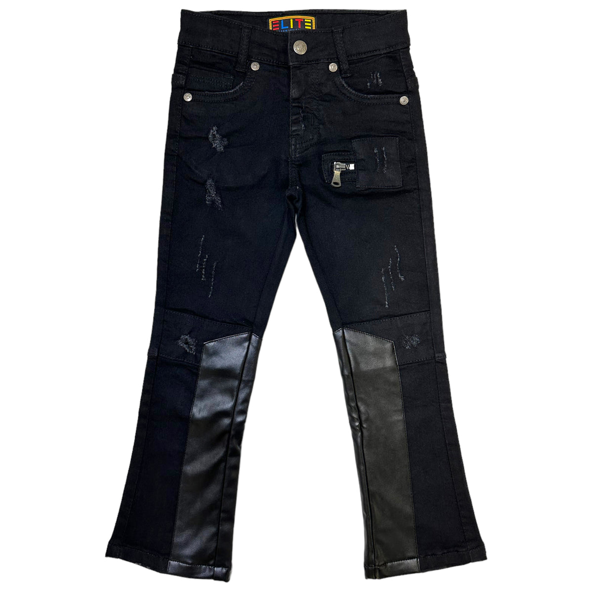 MMNF2 Black Premium Kids Stack Jeans | Premium Designer Clothing