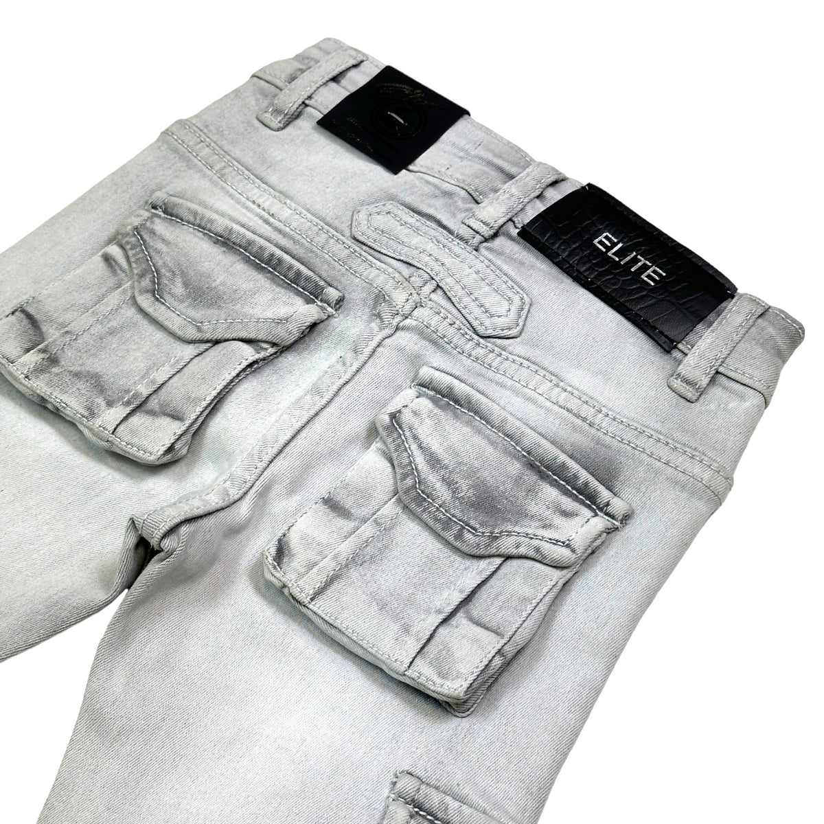 Grey Cargo Premium Kids Stack Jeans | Premium Designer Clothing